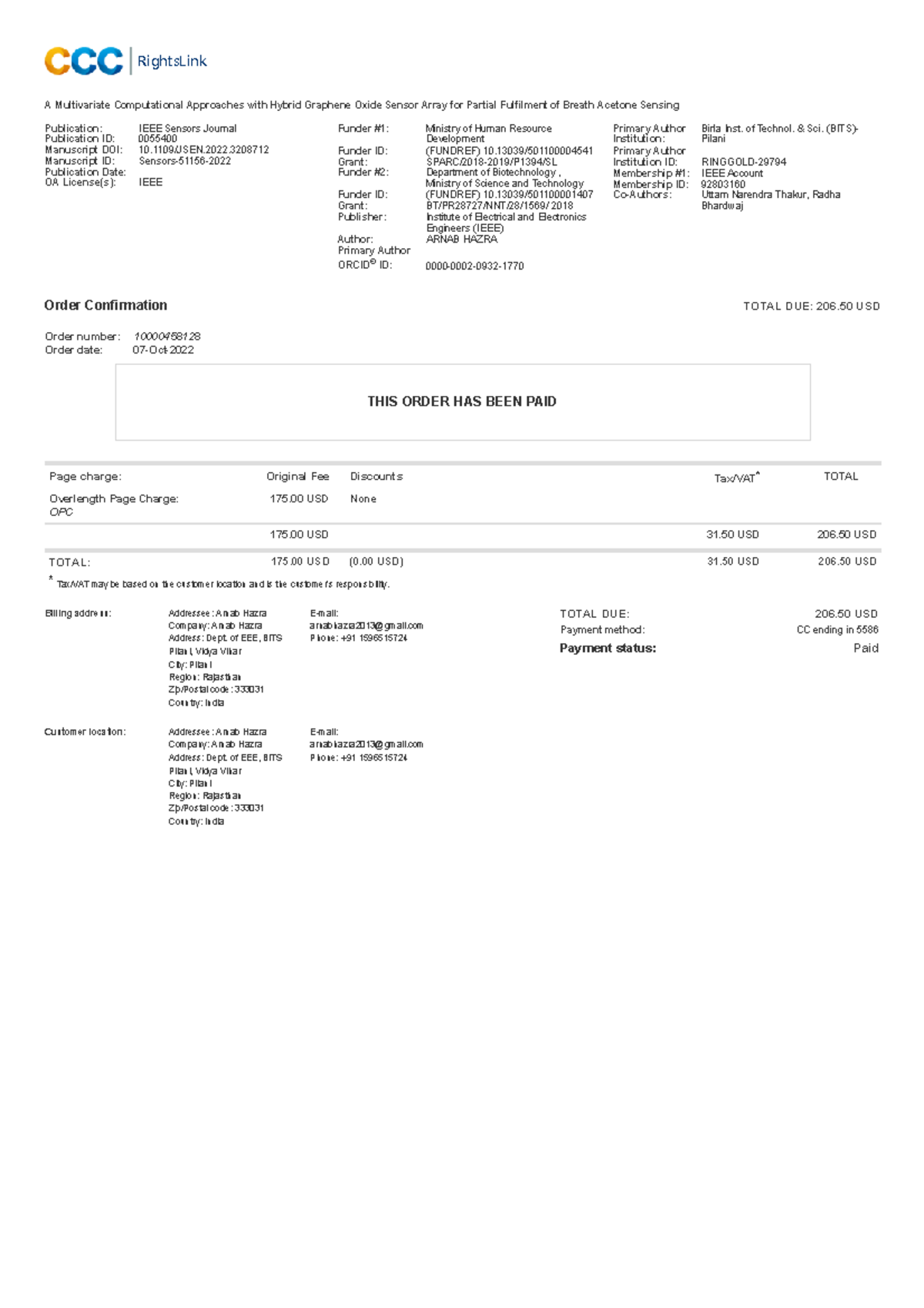 Article Processing Charges - RightsLink A Multivariate Computational Approaches with Hybrid ...
