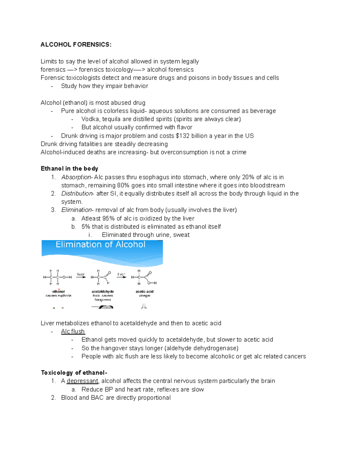 CHEM 205- Alcohol - ALCOHOL FORENSICS: Limits to say the level of ...