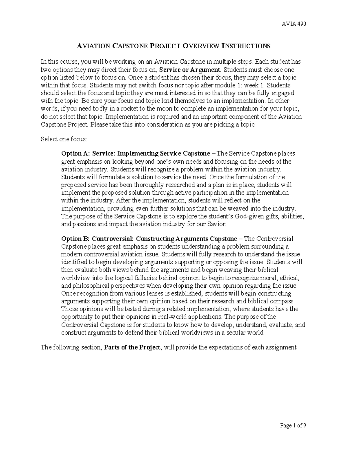 19006 Aviation Capstone Project Overview Instructions docx - AVIATION ...