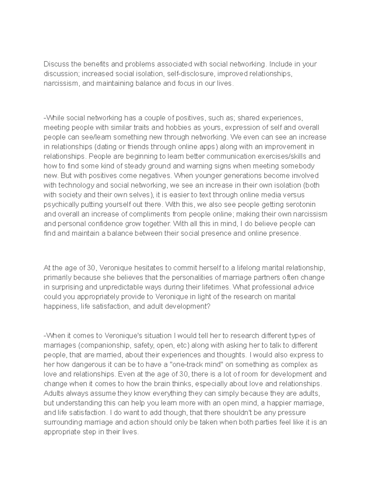 Psyc Writing Assignment 5 Discuss The Benefits And Problems Associated With Social Networking