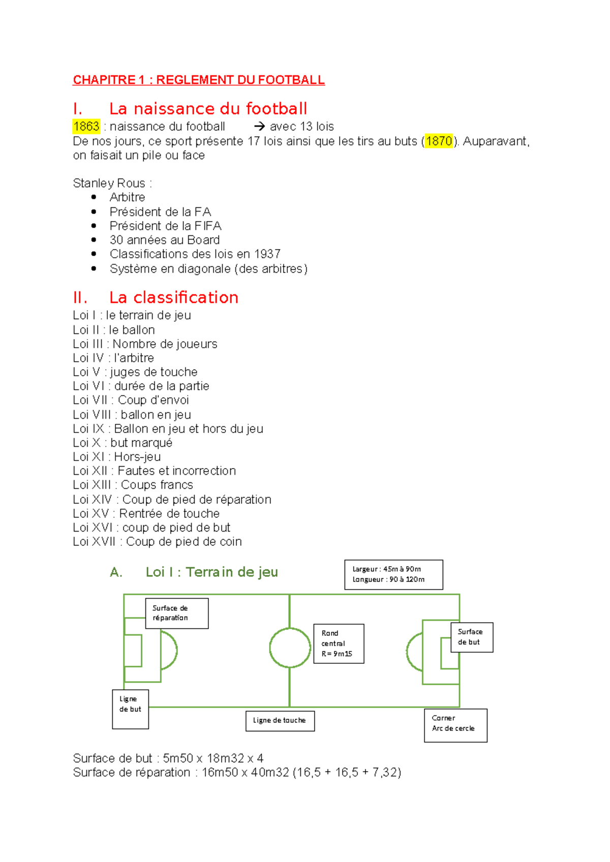 Foot 1 - CM foot staps L1 - CHAPITRE 1 : REGLEMENT DU FOOTBALL I. La ...