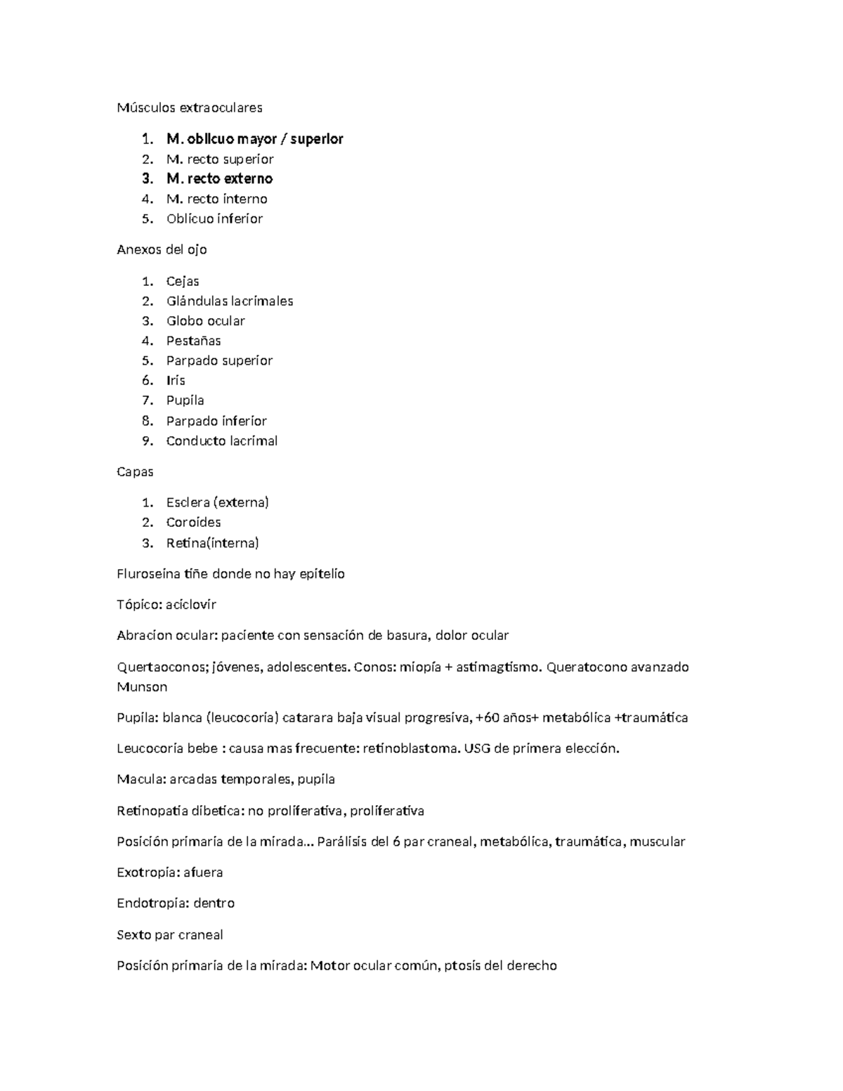 Oftalmo - Músculos extraoculares 1. M. oblicuo mayor / superior 2. M ...