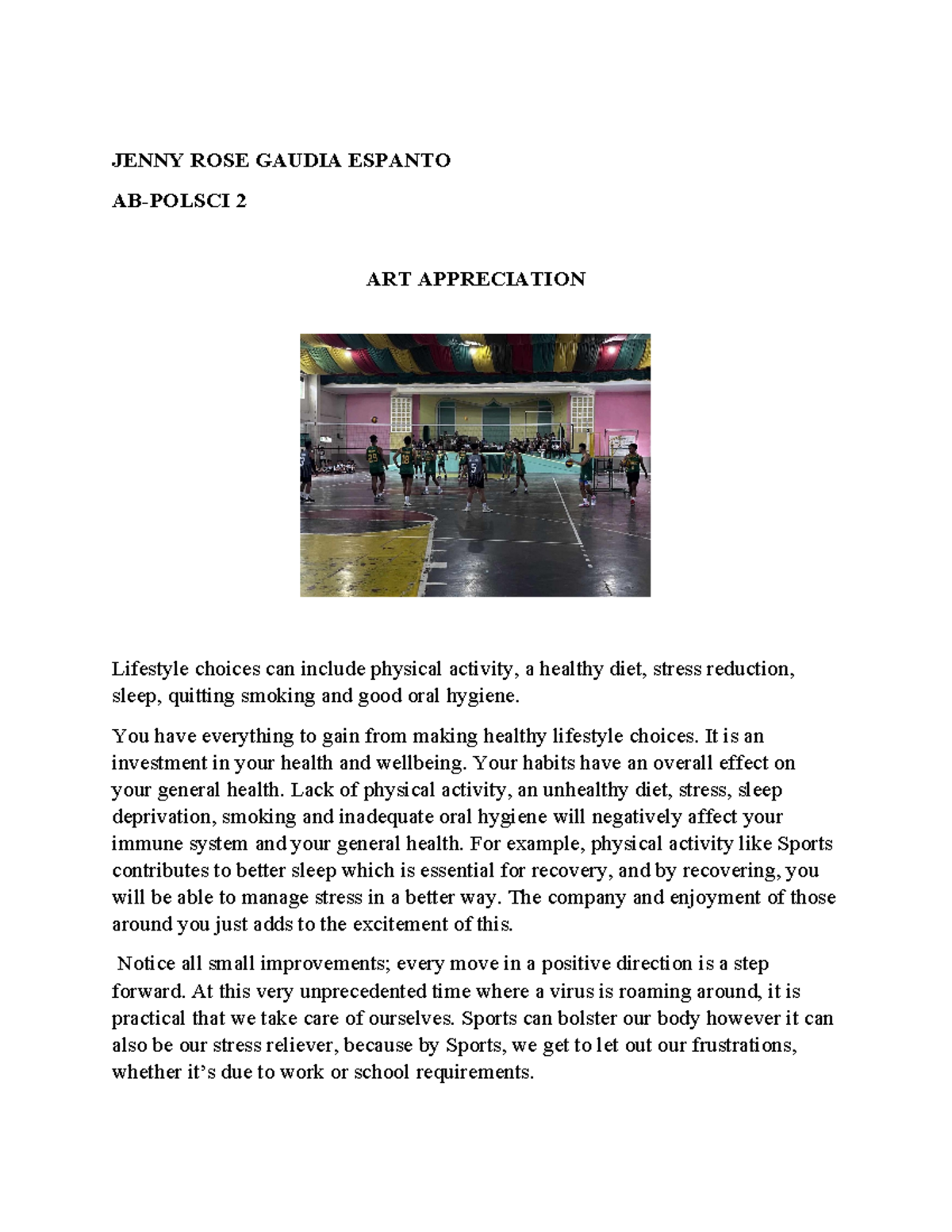 PE Reflection - JENNY ROSE GAUDIA ESPANTO AB-POLSCI 2 ART APPRECIATION ...