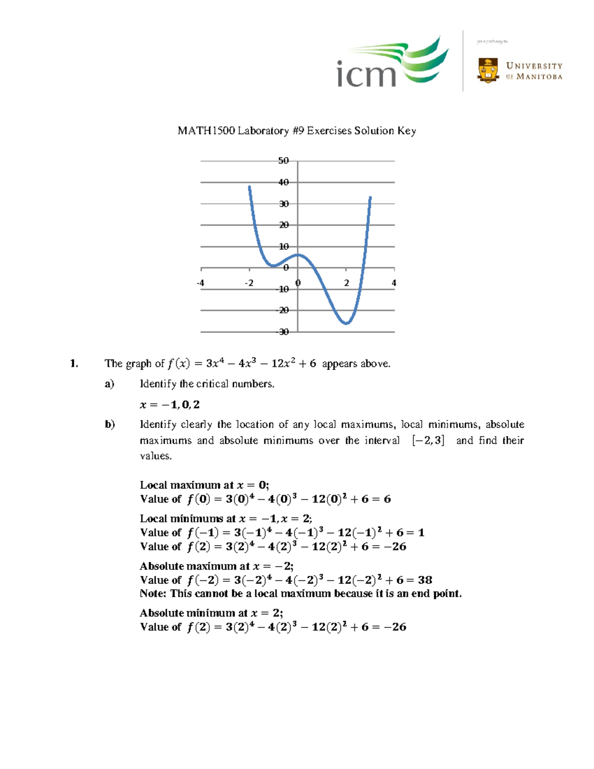 Laboratory 9 Exercises key - MATH1500 Laboratory #9 Exercises Solution ...