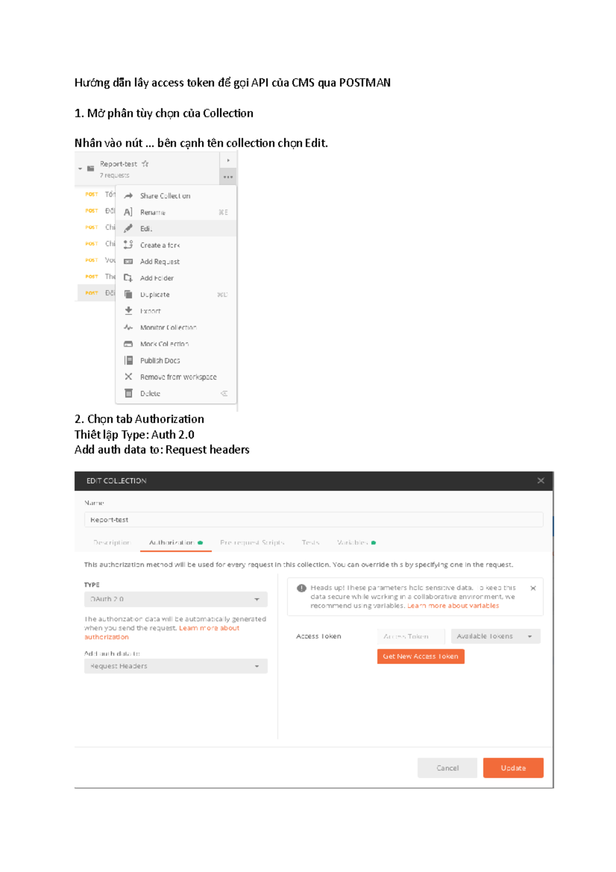 Hướng dẫn lấy access token để gọi API của CMS qua Postman - H ướng dẫẫn ...