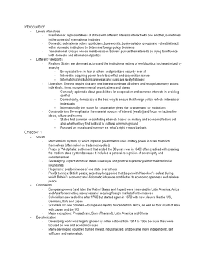 Class notes intro to world Politics - Fields and Subfields of Political ...