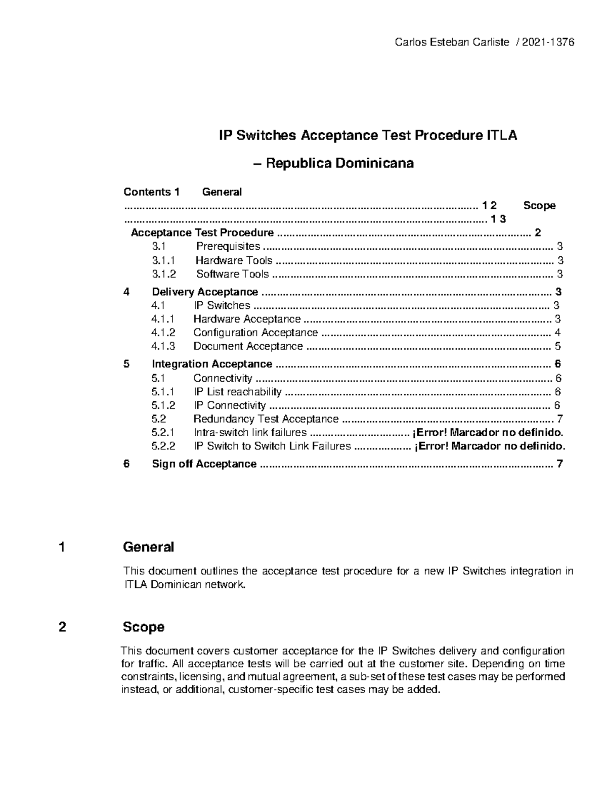 Documento ATP - pRACT - IP Switches Acceptance Test Procedure ITLA ...