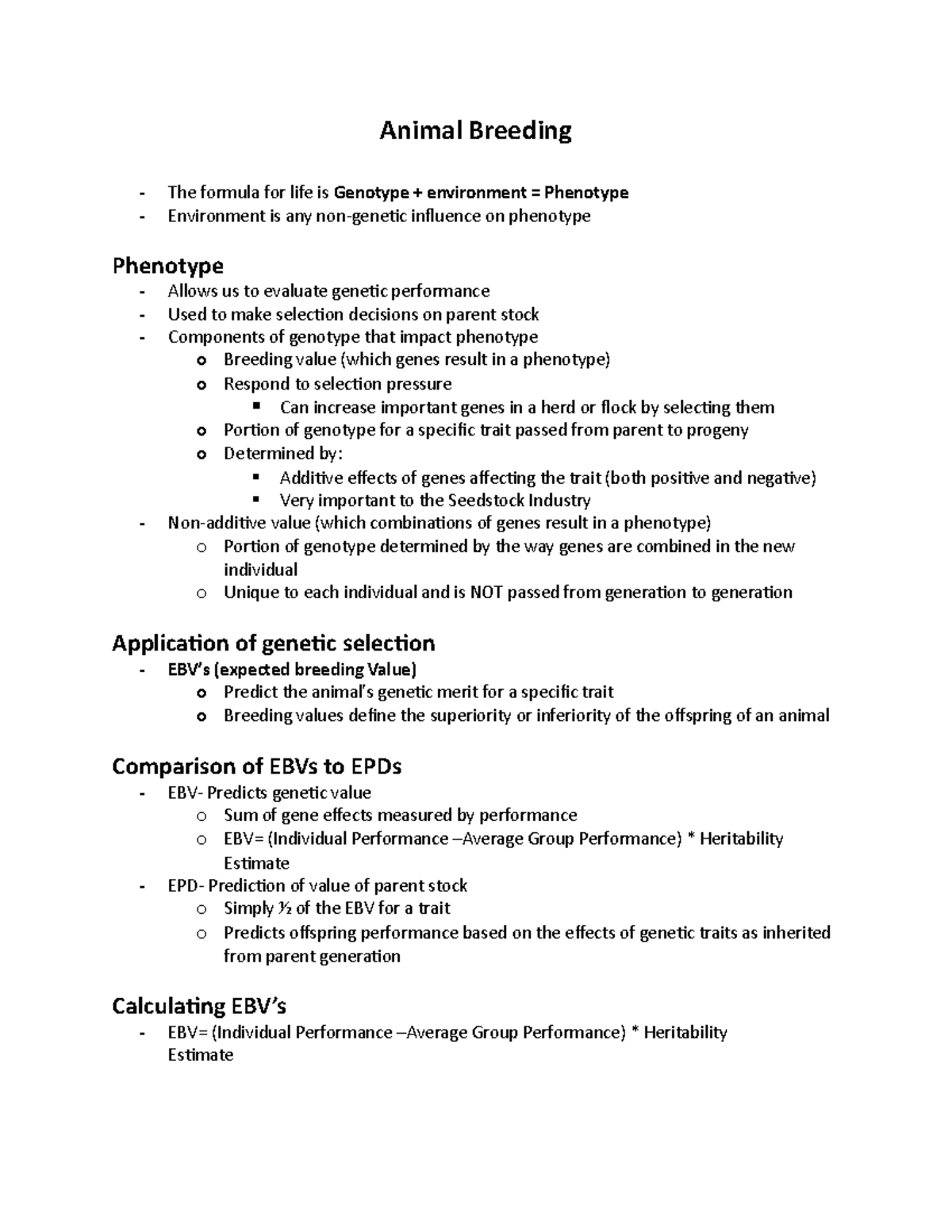 Agri 1419 020 General Animal Science mod 3.5 - Animal Breeding The ...