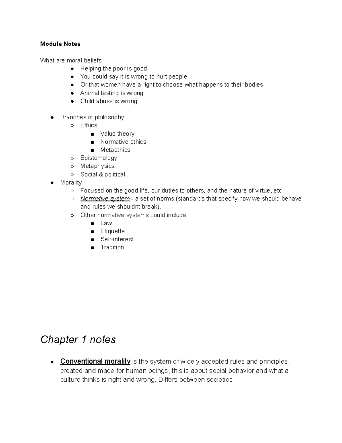 Ethics notes 1 - morality and what it is and all the different types ...