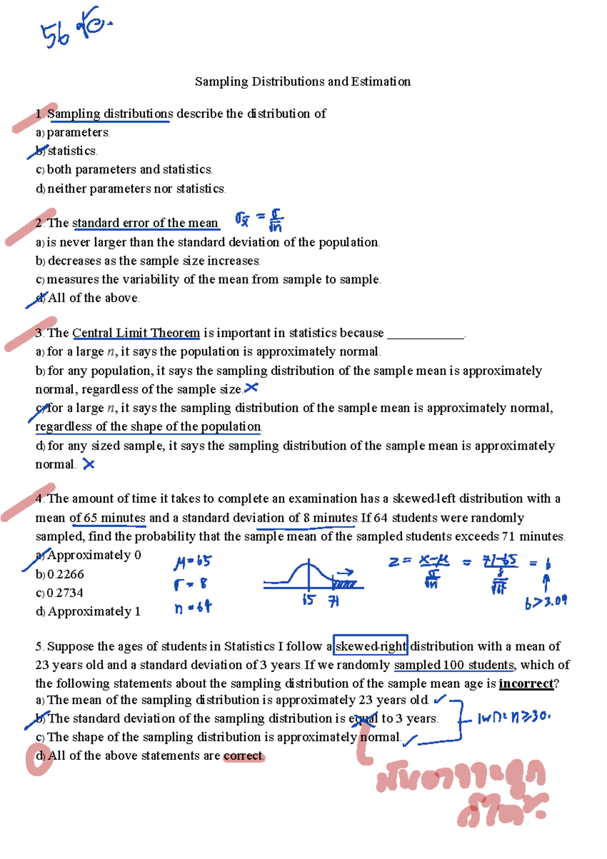 🐡🐡🐡Quiz สำเนา - Quiz - Sampling Distributions and Estimation 1. Sampling distributions describe ...