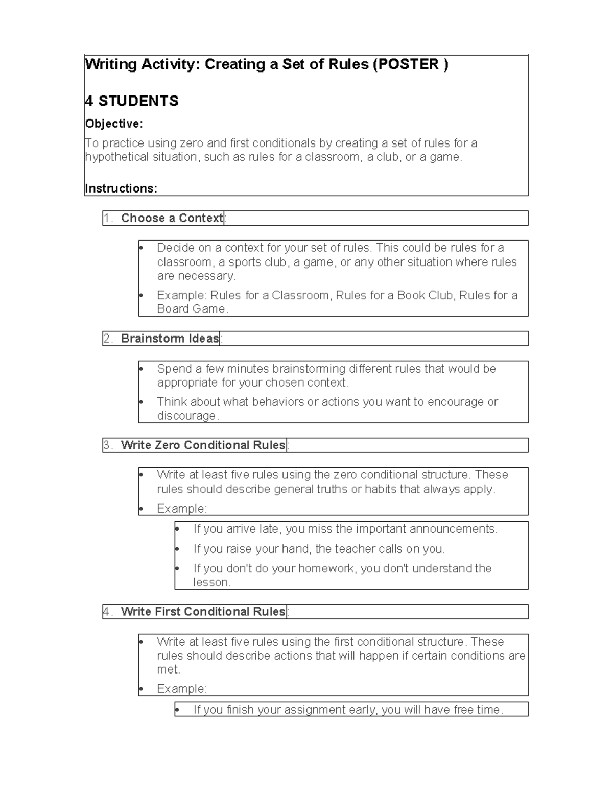 Digital poster - ... - Writing Activity: Creating a Set of Rules ...