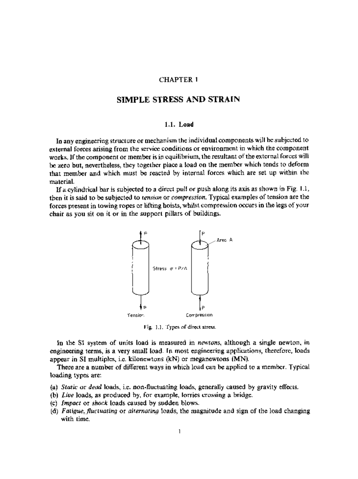 1.simple stress and strain - CHAPTER 1 SIMPLE STRESS AND STRAIN Load In ...