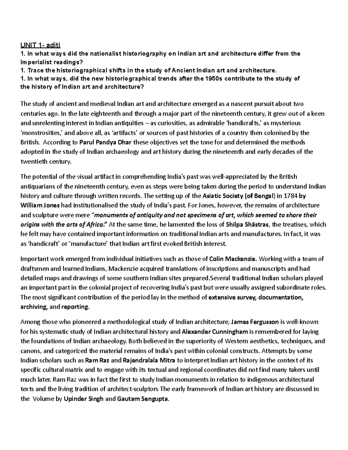 SEC Art and Architecture UNIT 1 & 2 - UNIT 1- aditi 1. In what ways did ...