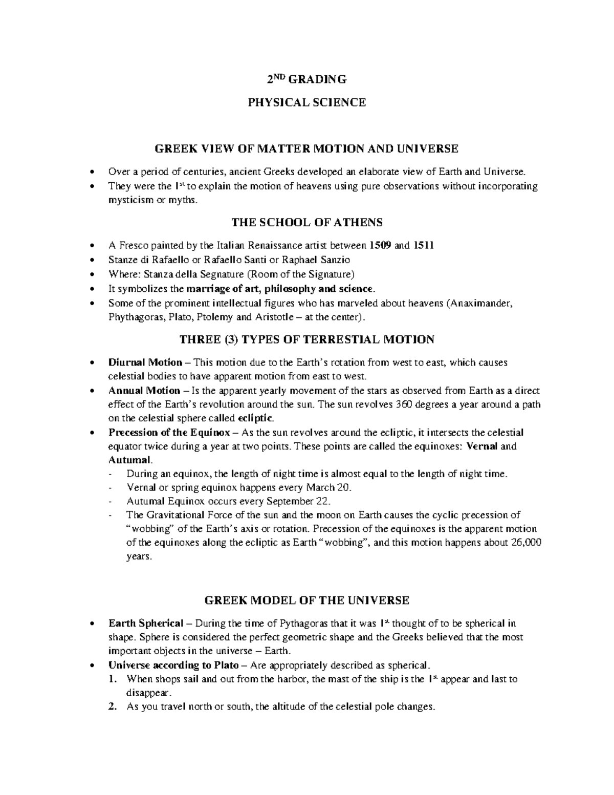 Physical Science 2ND Grading Reviewer - 2 ND GRADING PHYSICAL SCIENCE ...