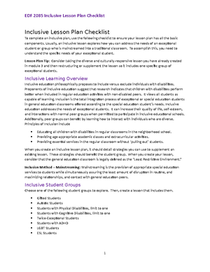 Culturally Responsive Lesson Plan Checklist - EDF 2085 - Culturally ...