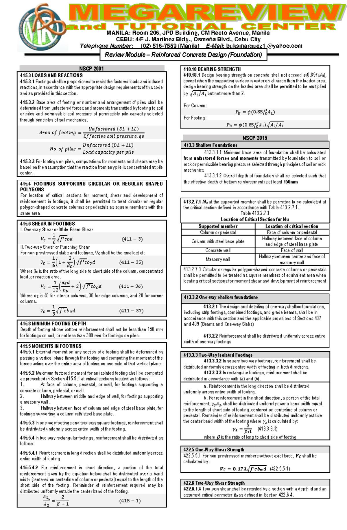 494577113 Review Module 45 RCD 5 November 2020 - MANILA: Room 206, JPD Building, CM Recto Avenue ...