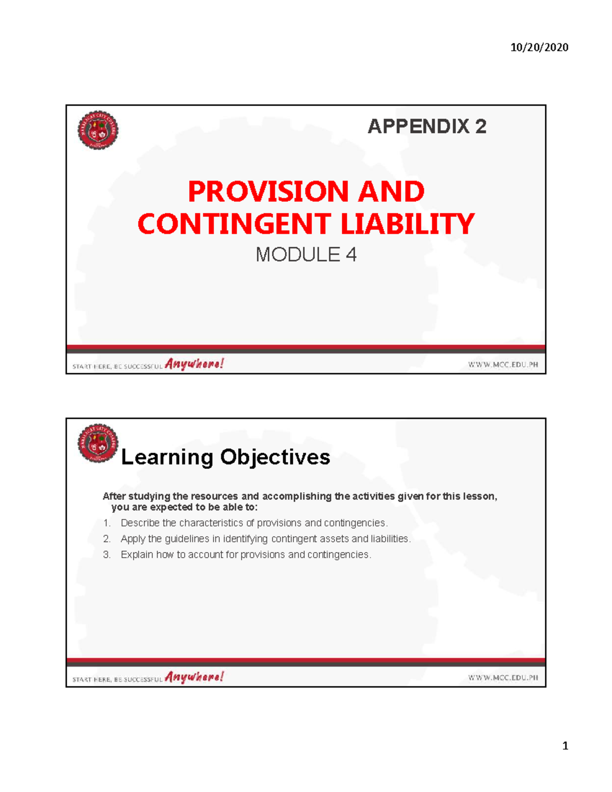 Module 4-Appendix 2-PDF-Provision and Contingent Liability - Warning ...