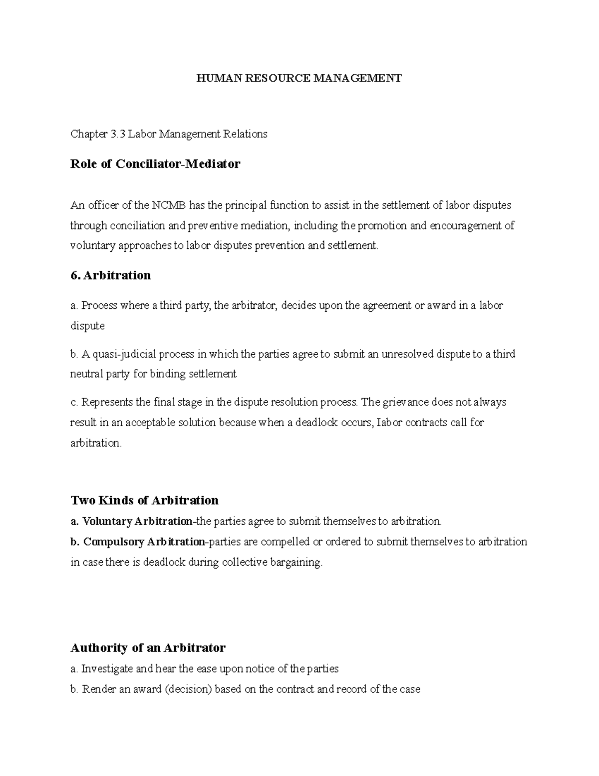 Labor Management Relations Part 3 - HUMAN RESOURCE MANAGEMENT Chapter 3 Labor Management ...