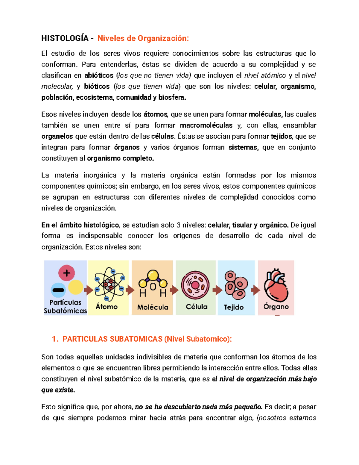 2 - Nivel subatomico Nivel atomico Nivel molecular Nivel celular Nivel ...