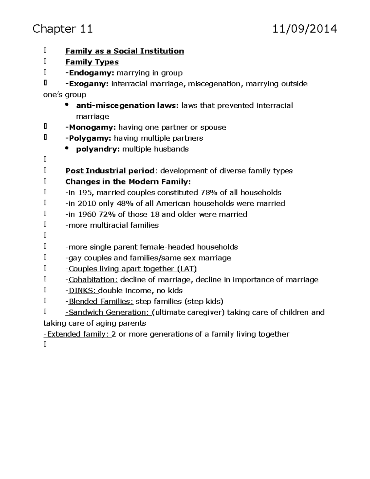 Chapter 11 - Lecture on Family as a Social Institution taught by ...