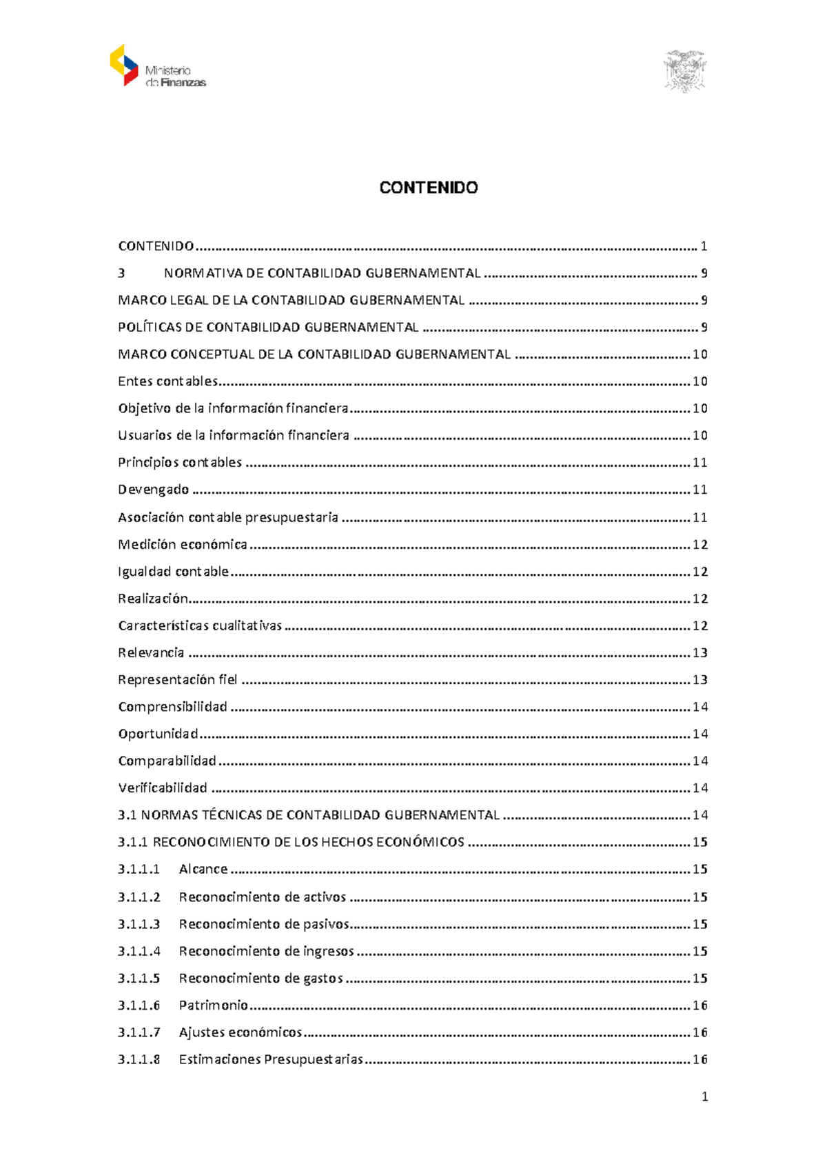 Normativa DE Contabilidad Gubernamental - CONTENIDO CONTENIDO 3 ...