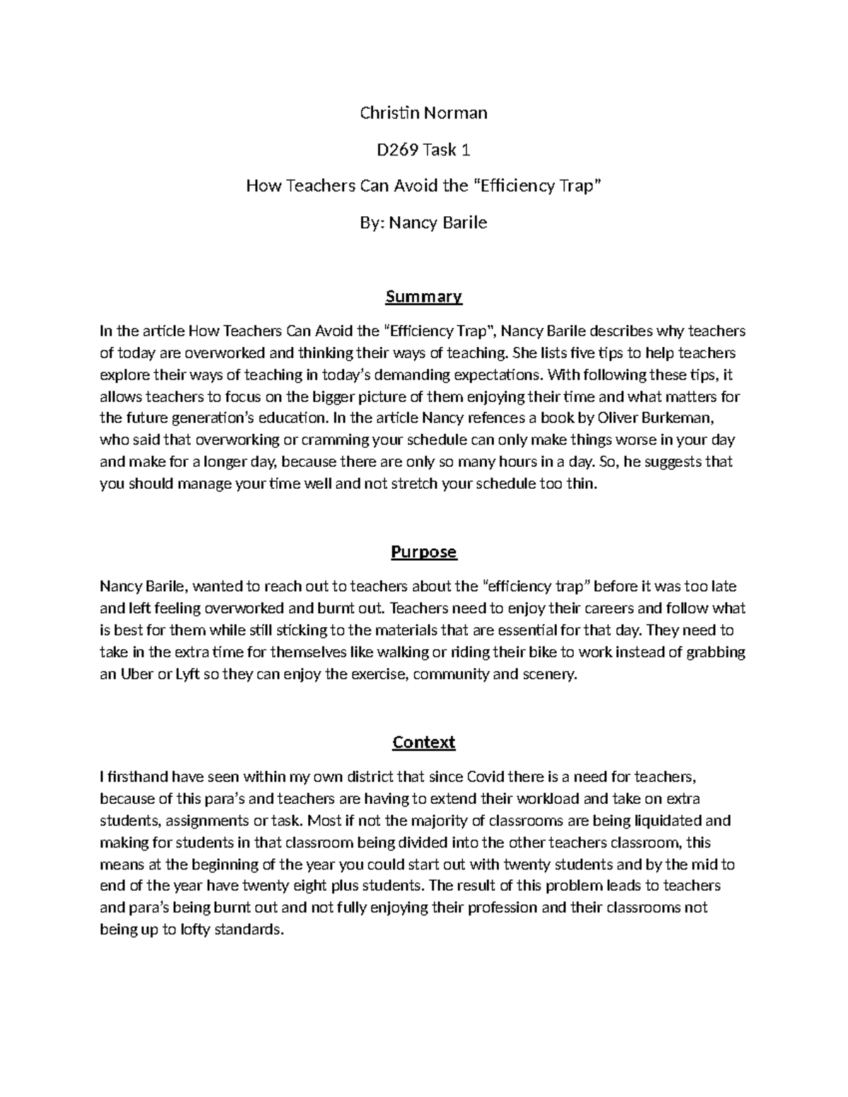 Task 269 task 1 - Passed! - Christin Norman D269 Task 1 How Teachers ... Task 269 task 1 - Passed! - Christin Norman D269 Task 1 How Teachers ...