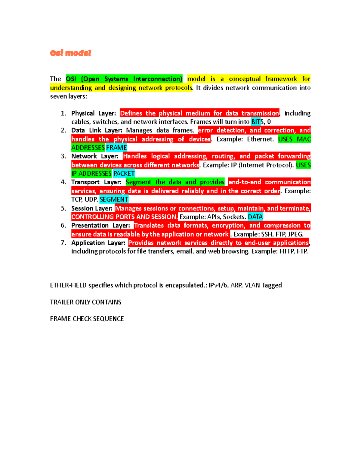 Tecnica - .,,,, - Osi model The OSI (Open Systems Interconnection ...
