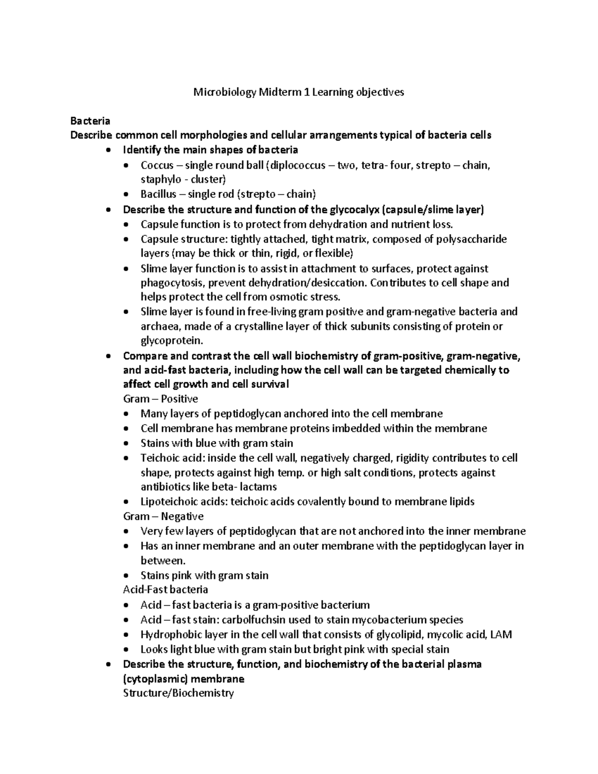 Microbiology Midterm 1 Learning objectives - Microbiology Midterm 1 ...