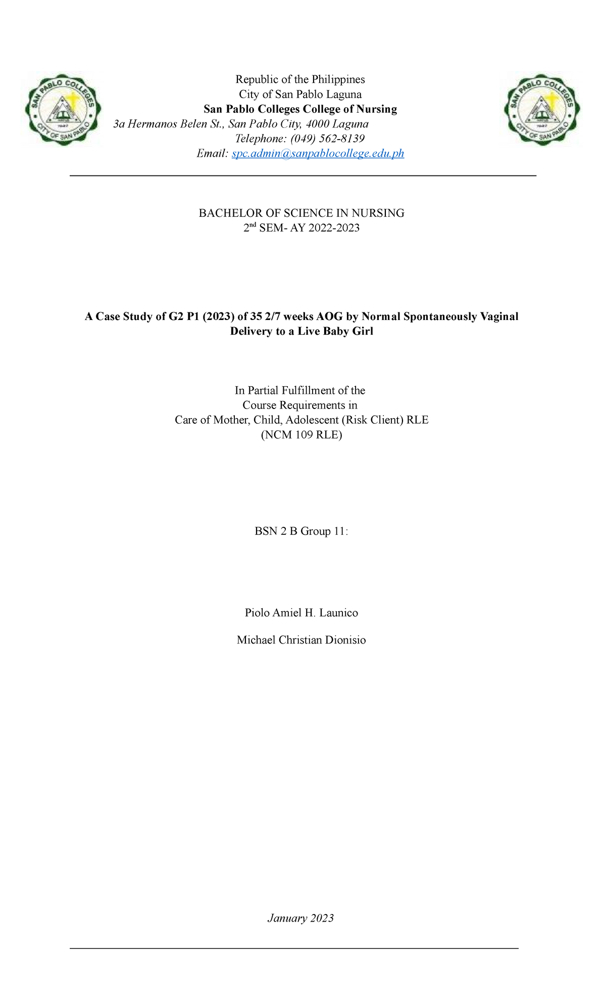 Case Study Word V - Republic of the Philippines City of San Pablo ...