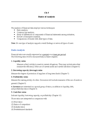CH - analysis - Financial statements analysis - Studocu