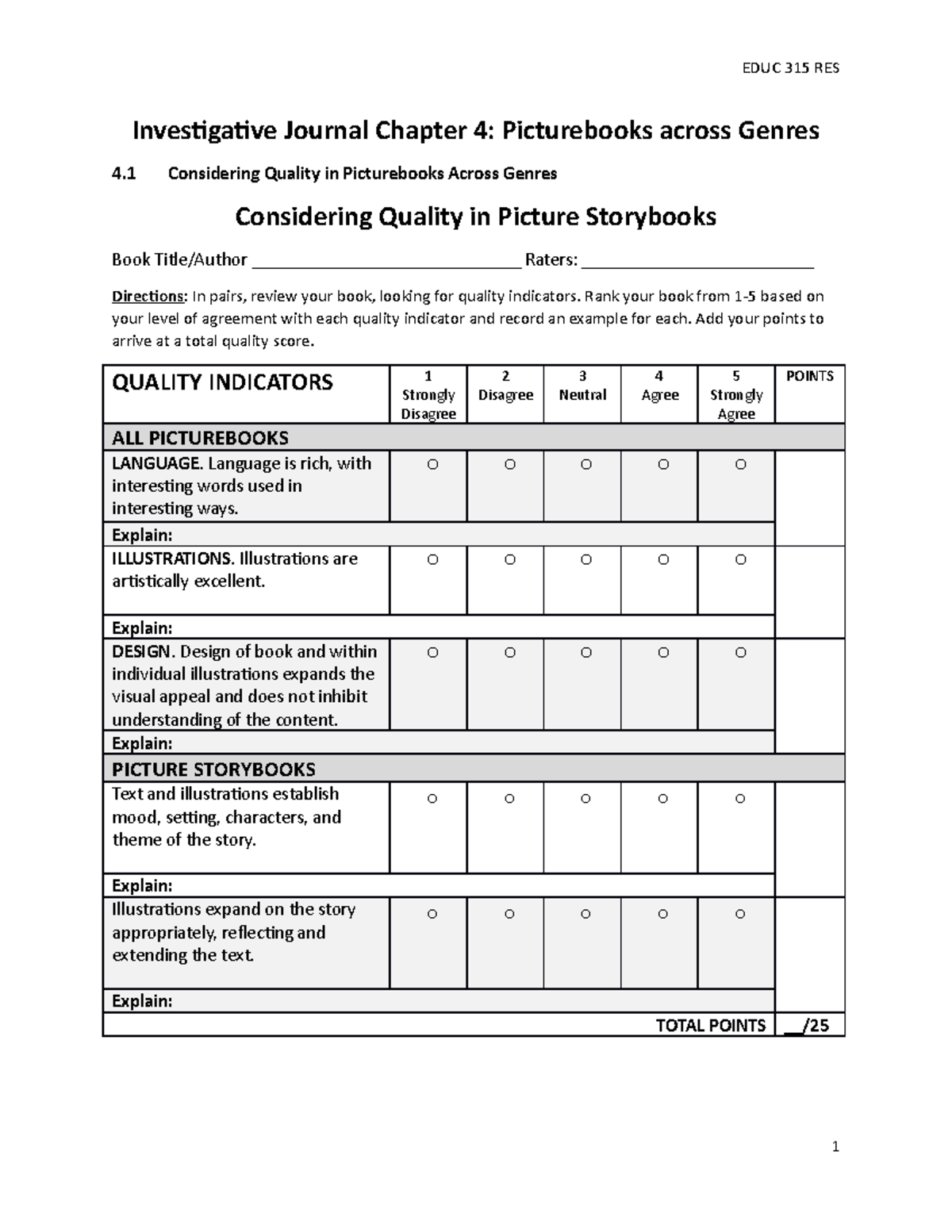 Investigative Journal 4 - Rank your book from 1-5 based on your level ...