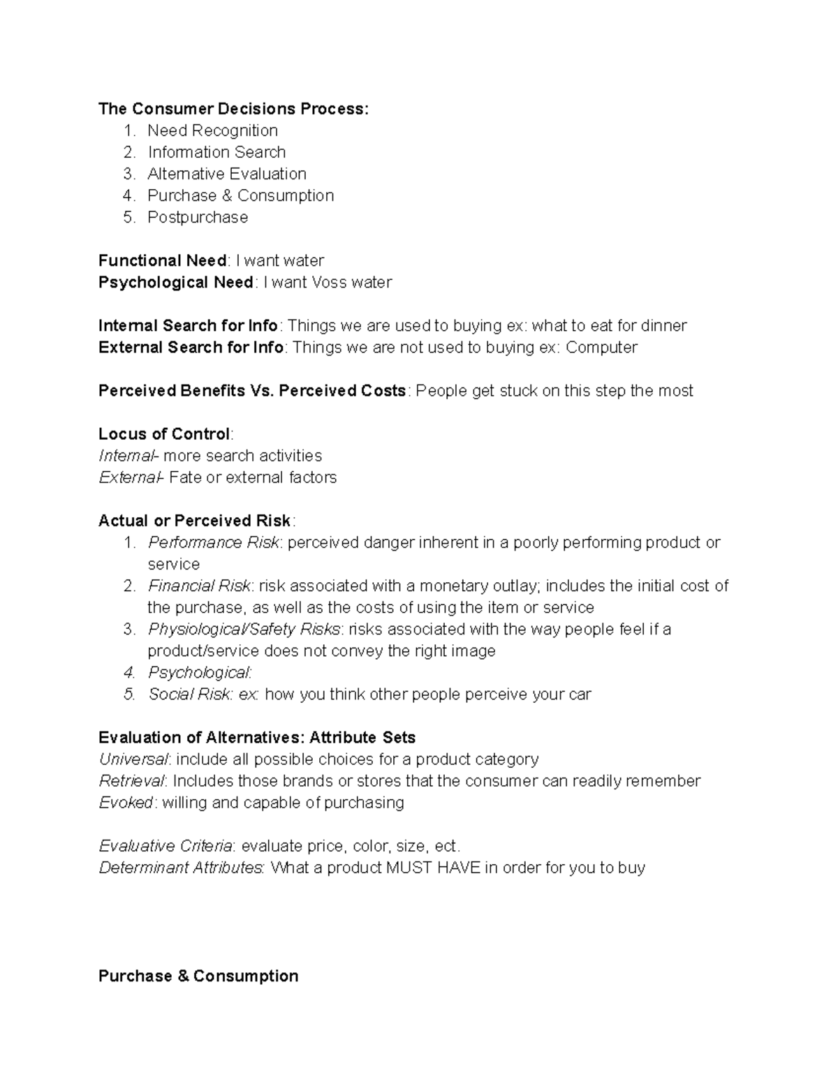 Ch. 6 Marketing - notes on powerpoint - The Consumer Decisions Process ...