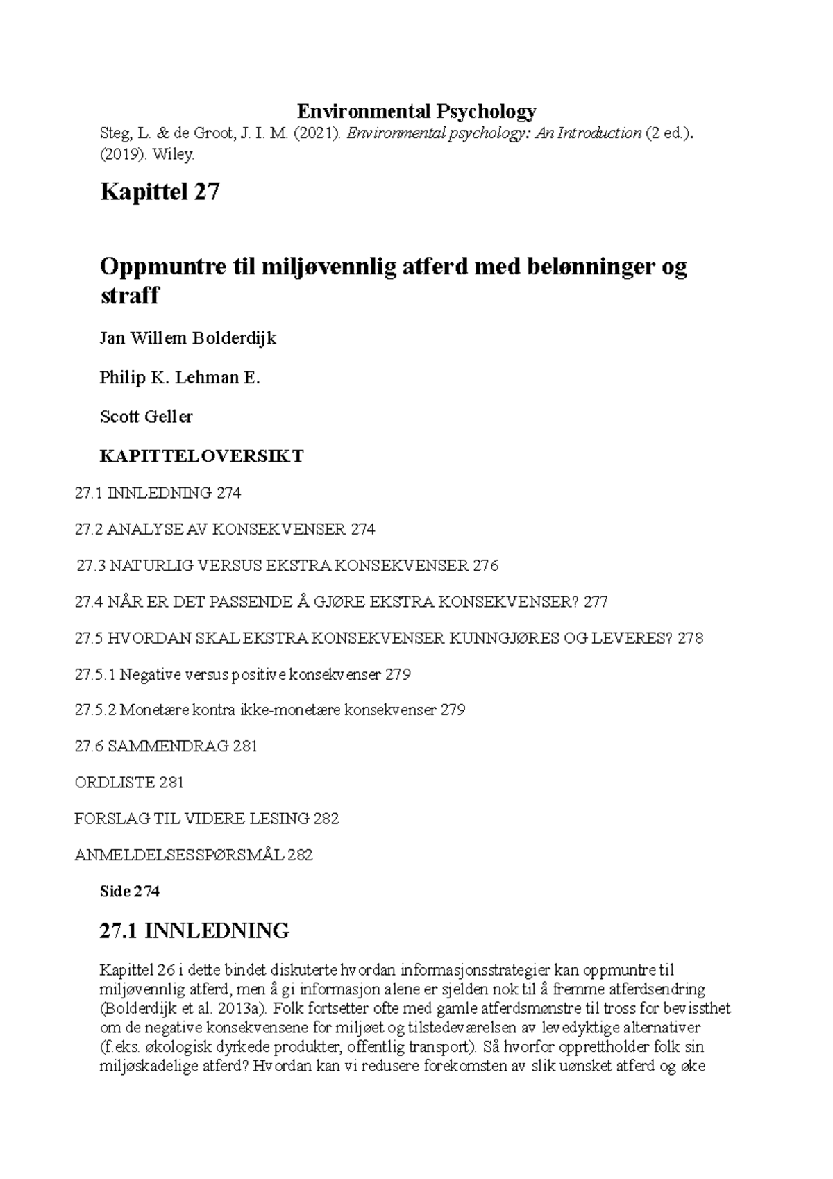 Kap 27 environmental psychology - Environmental Psychology Steg, L ...