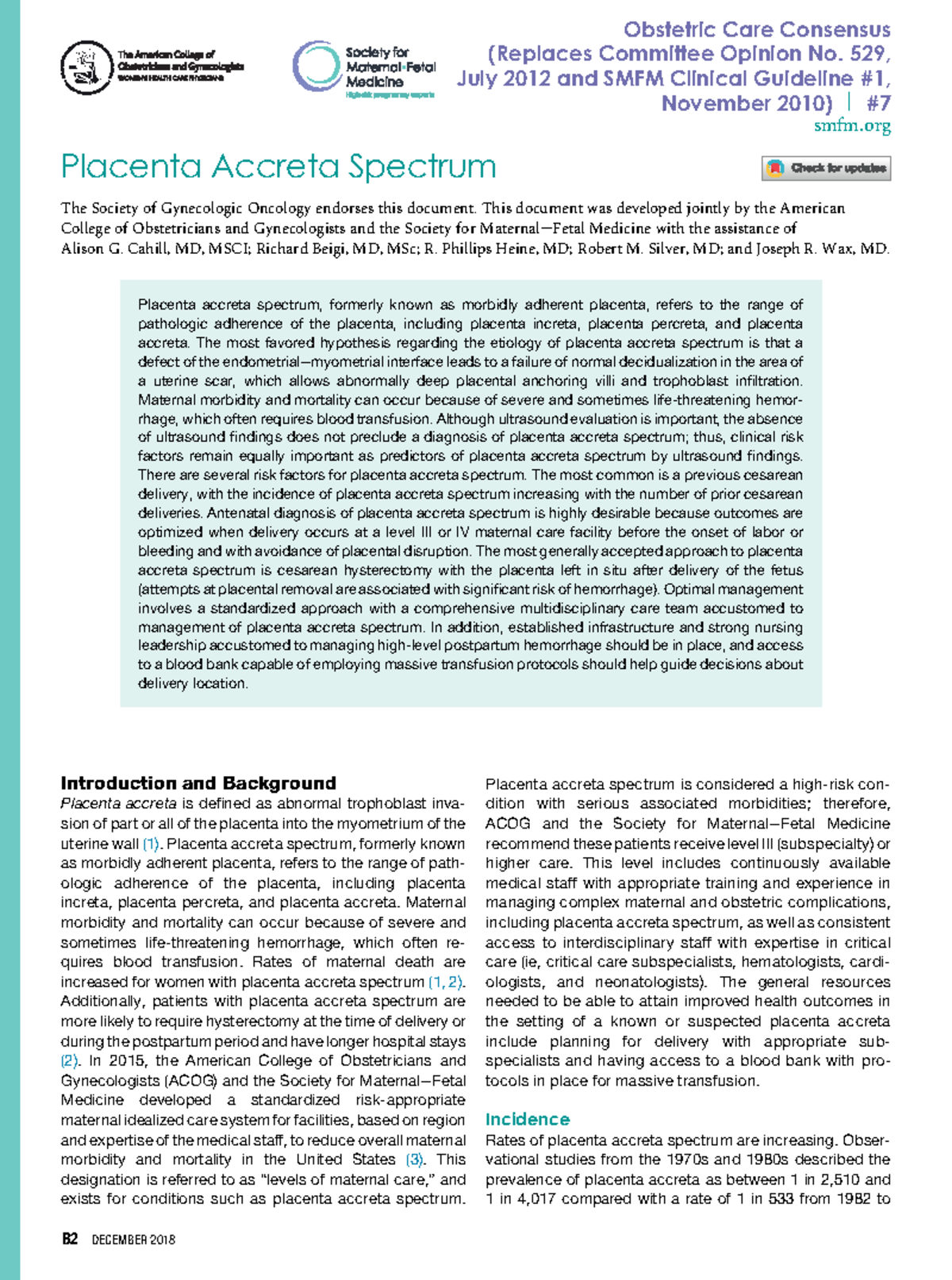 Placenta-Accreta-Spectrum ymob - Placenta Accreta Spectrum The Society of Gynecologic Oncology ...