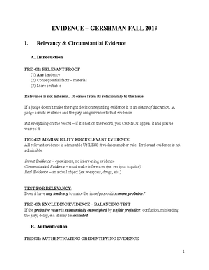 Evidence Short Outline - EVIDENCE SHORT OUTLINE 901-902 ...