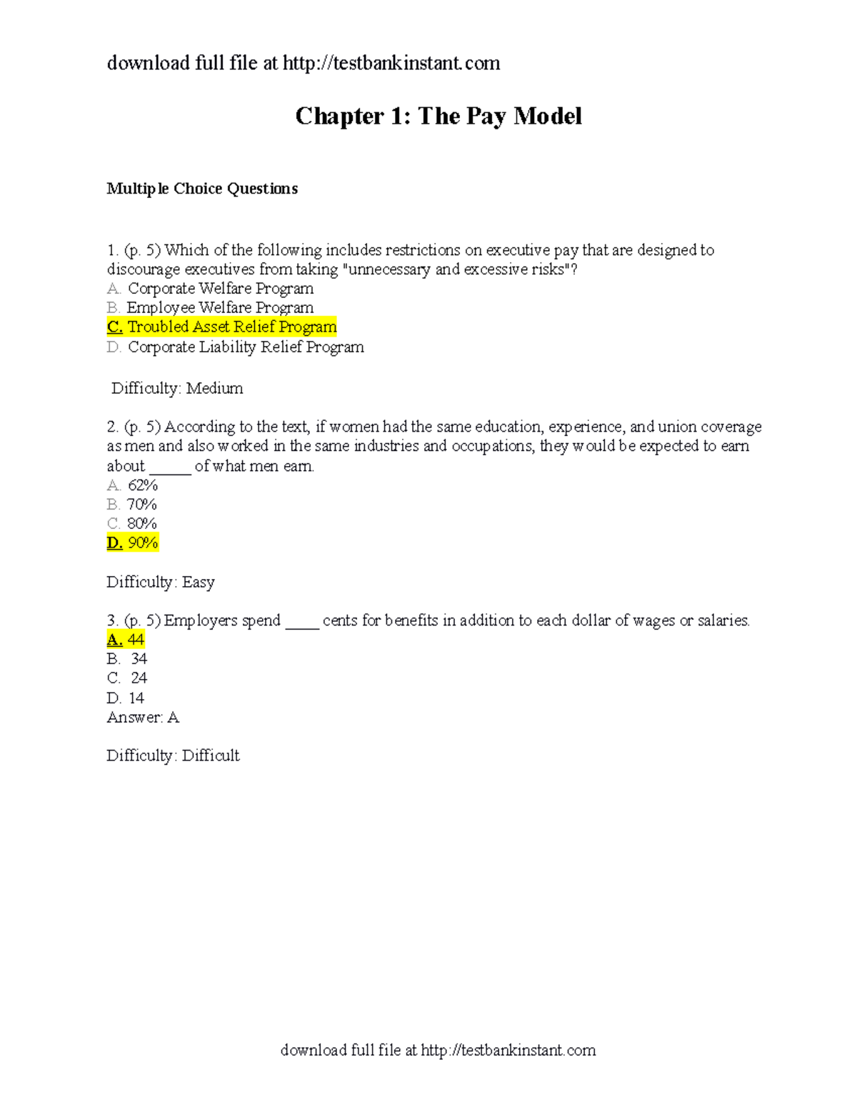 515747877 Compensation 1 to 7 - Chapter 1: The Pay Model Multiple ...