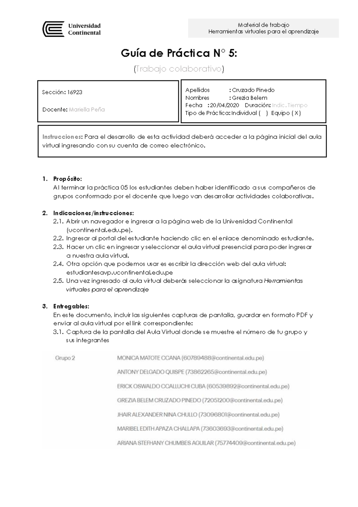 Guia practica de la semana 05 - Herramientas virtuales para el aprendizaje GuÌa de Pr·ctica N∞ 5 ...