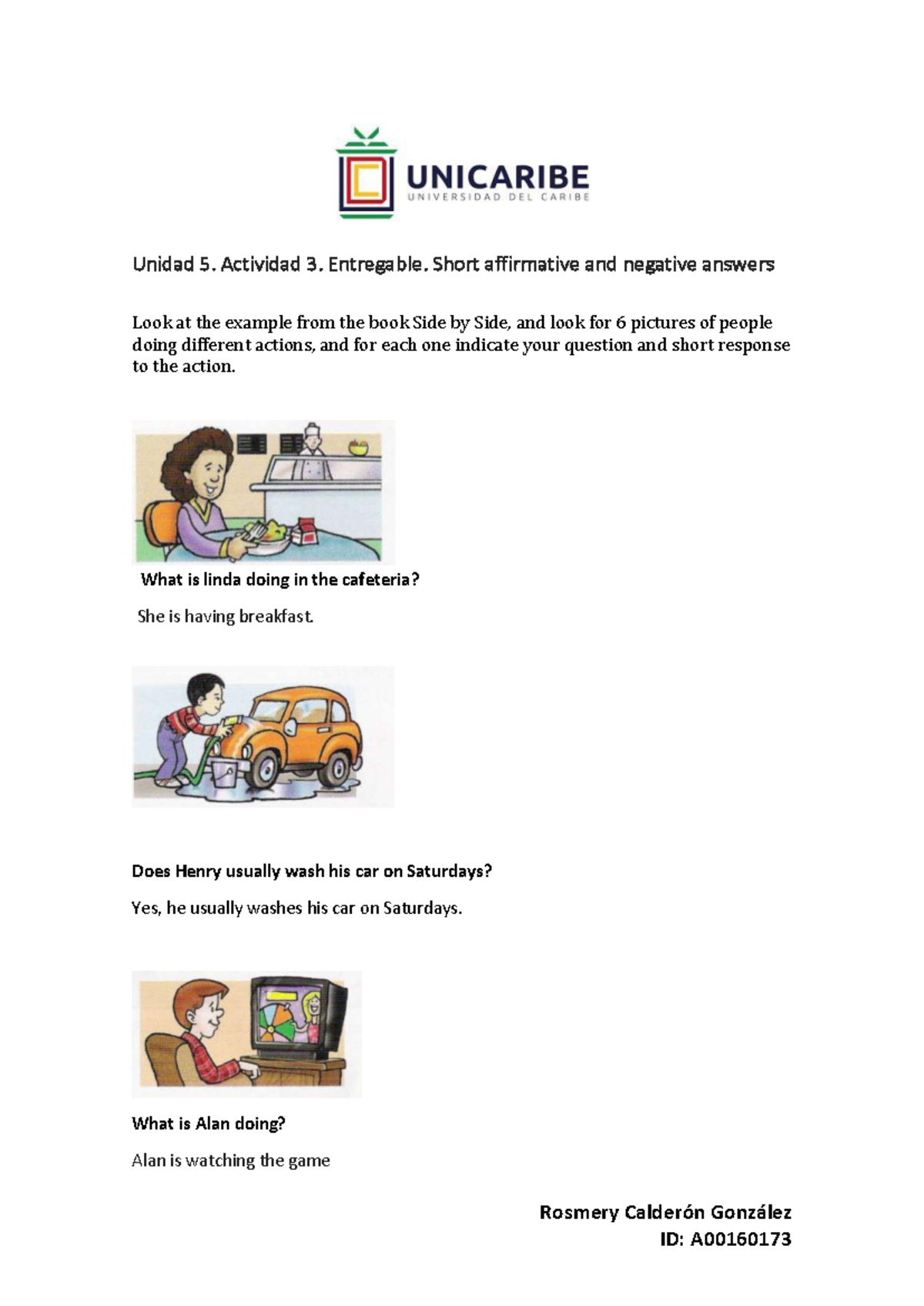 Short affirmative and negative answers - Rosmery Calderón González ID ...