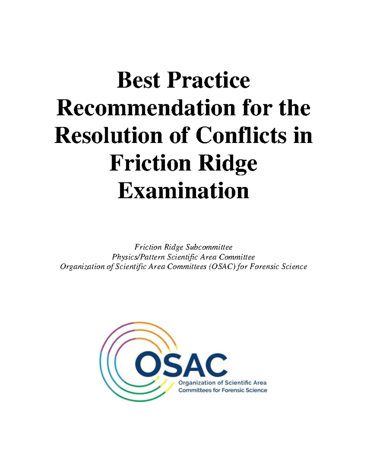 OSAC FRS Conflict Resolution Document Template 2020 Final - Best ...