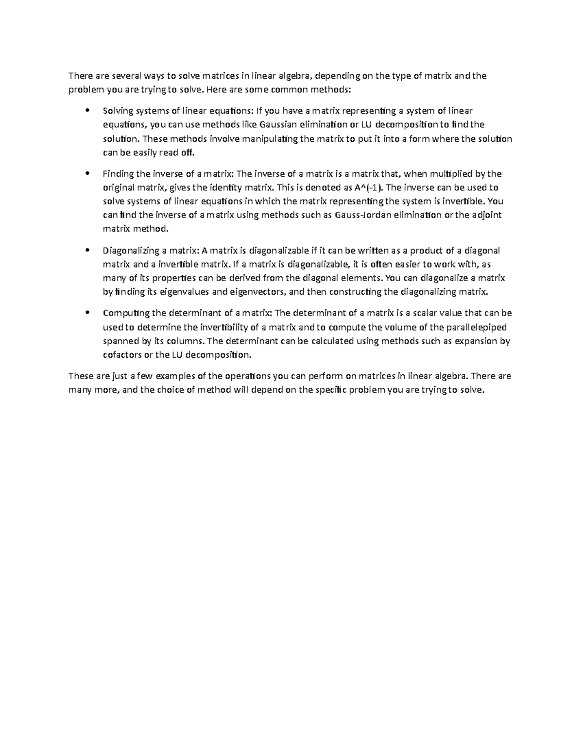 Solve matrices - Here are some common methods: Solving systems of ...