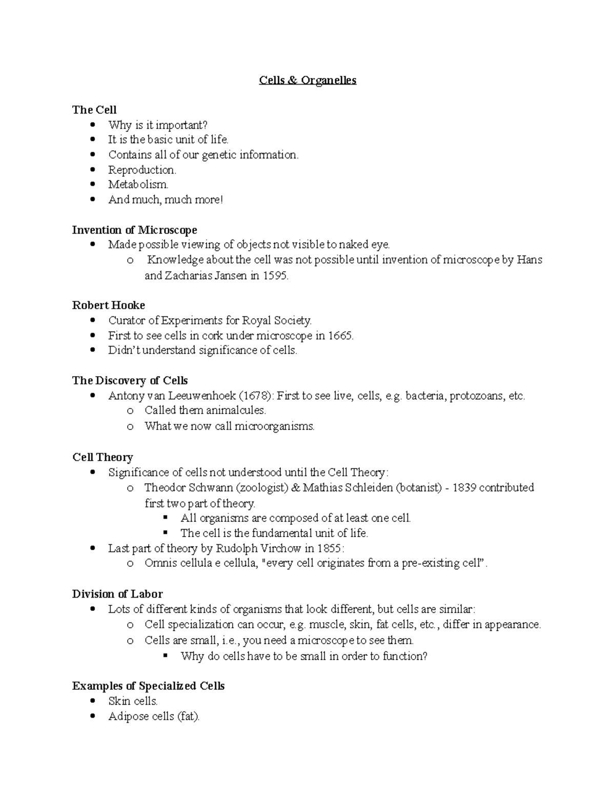 Cells And Organelles Cells Organelles The Cell Why Is It Important