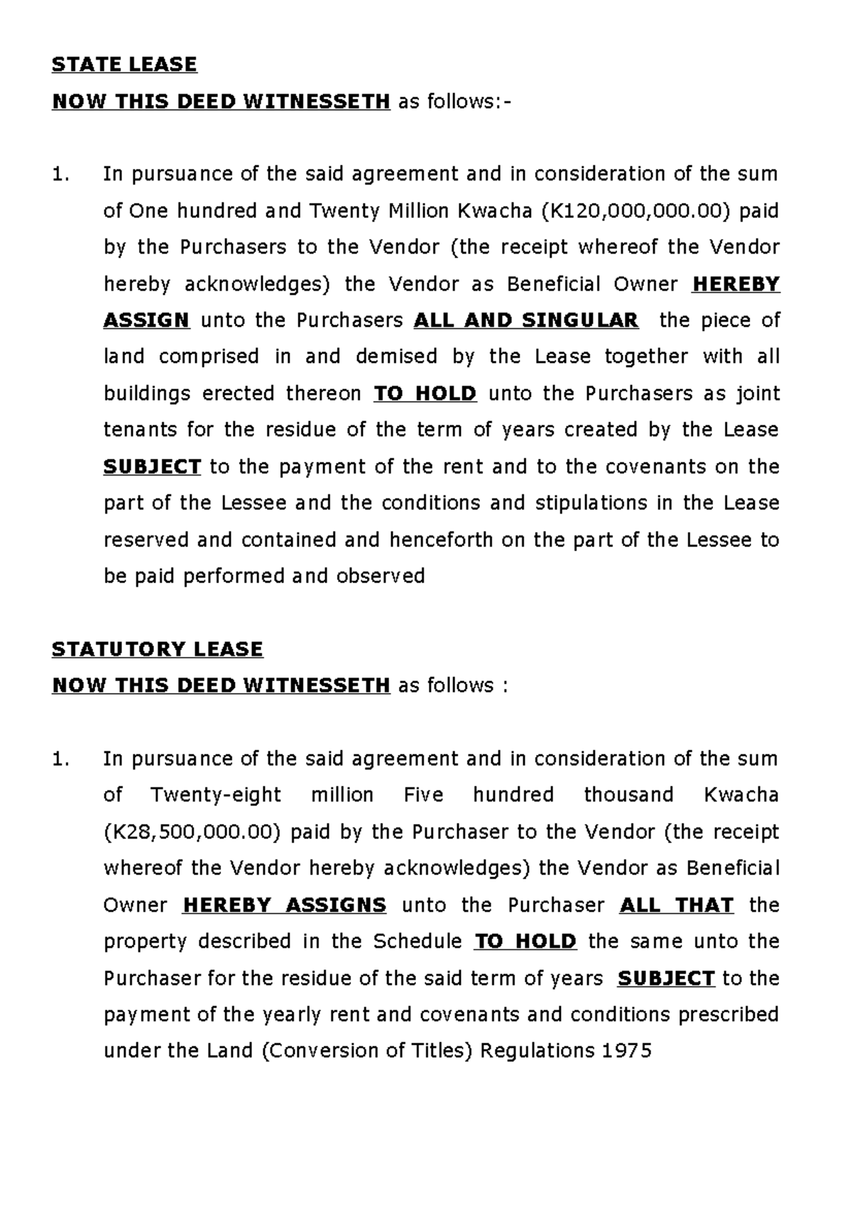 Assignment Body Indem etc - STATE LEASE NOW THIS DEED WITNESSETH as ...