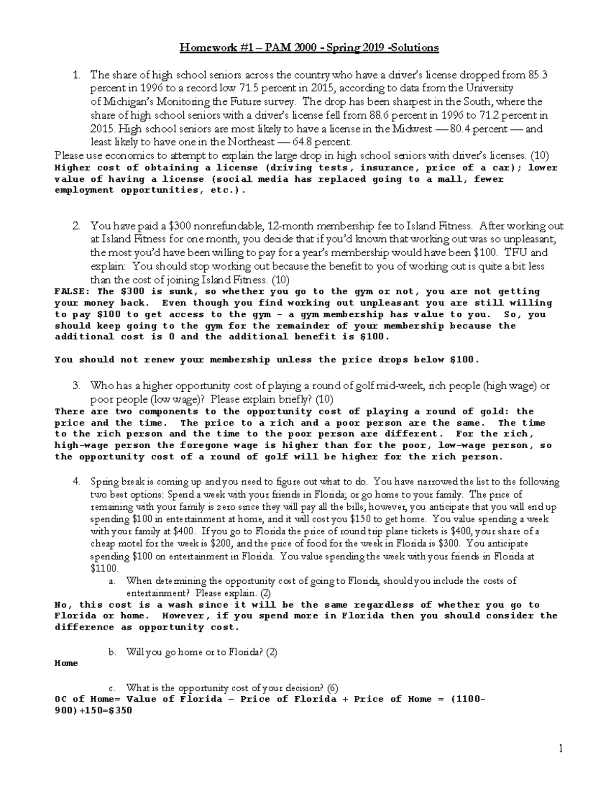 Hw1 Solutions Solutions To The First Homework Assignment Homework 1 Pam 2000 Spring