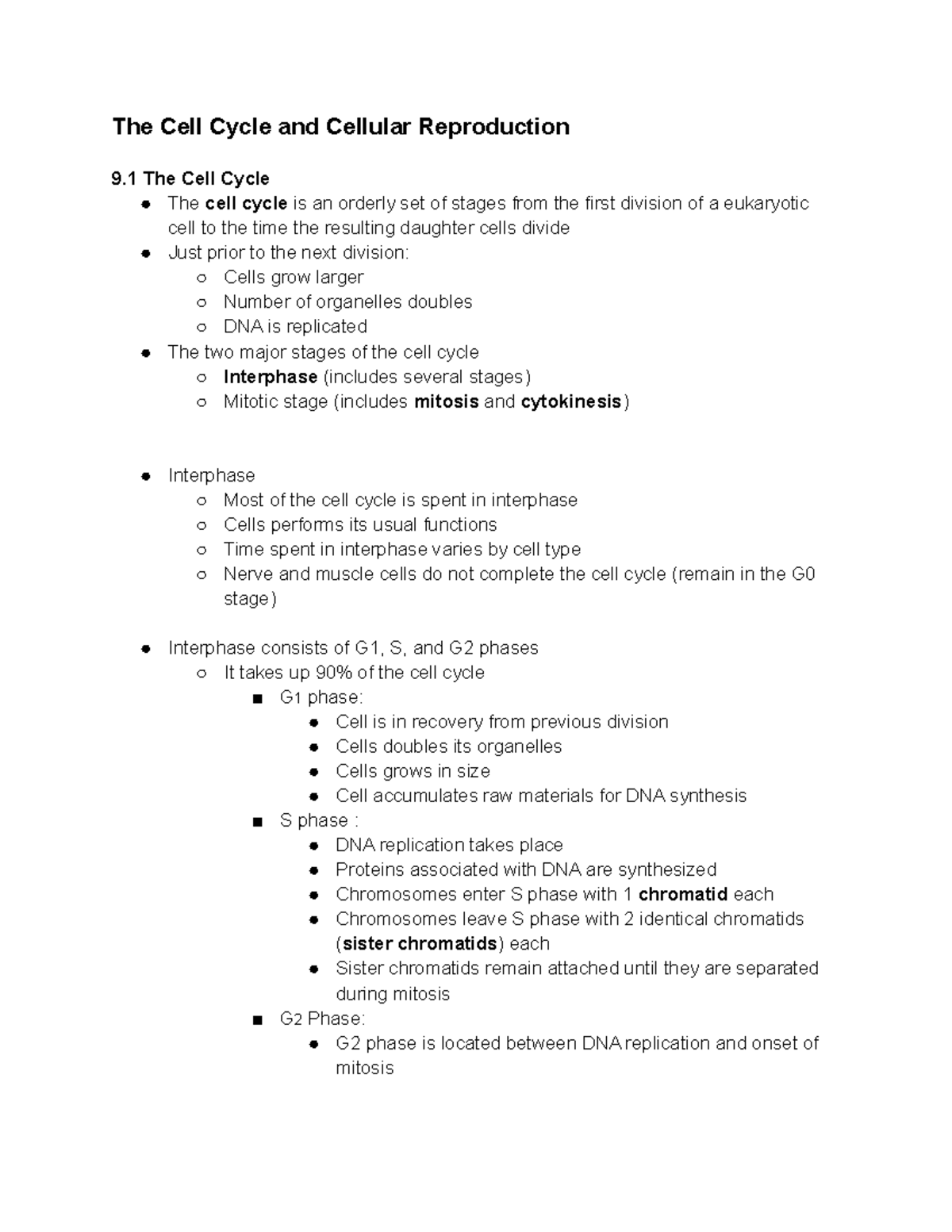 Bio ch 9 lecture - The cell cycle - The Cell Cycle and Cellular ...