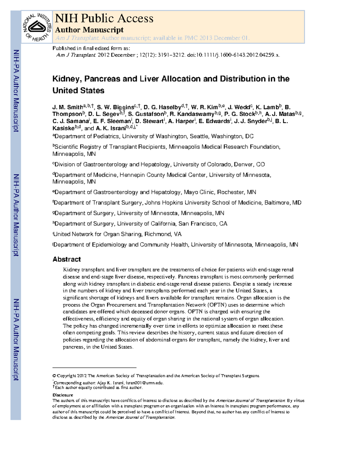 Nihms 435809 - bjjjjj - Kidney, Pancreas and Liver Allocation and ...