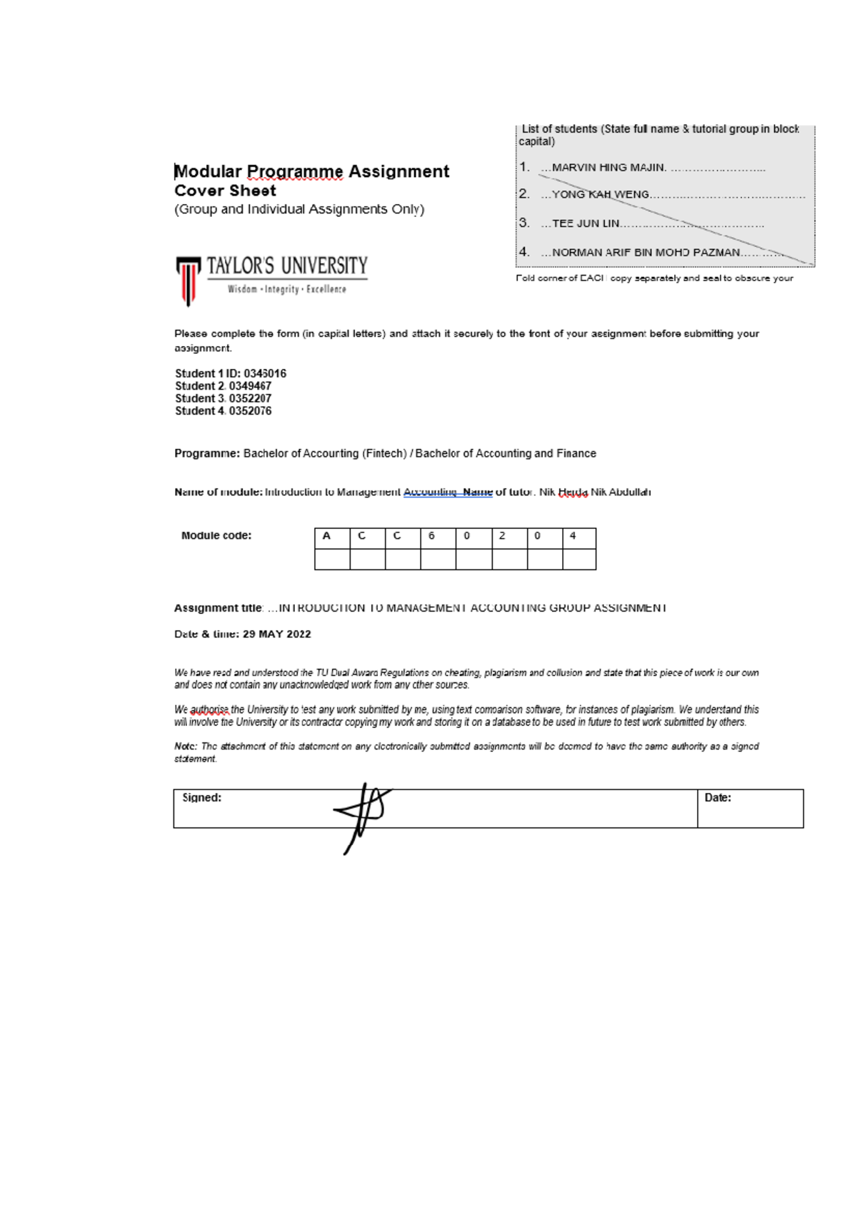 IMA Group Assignment Updating - Management Operations Taskforce Team Review Report of Activity ...