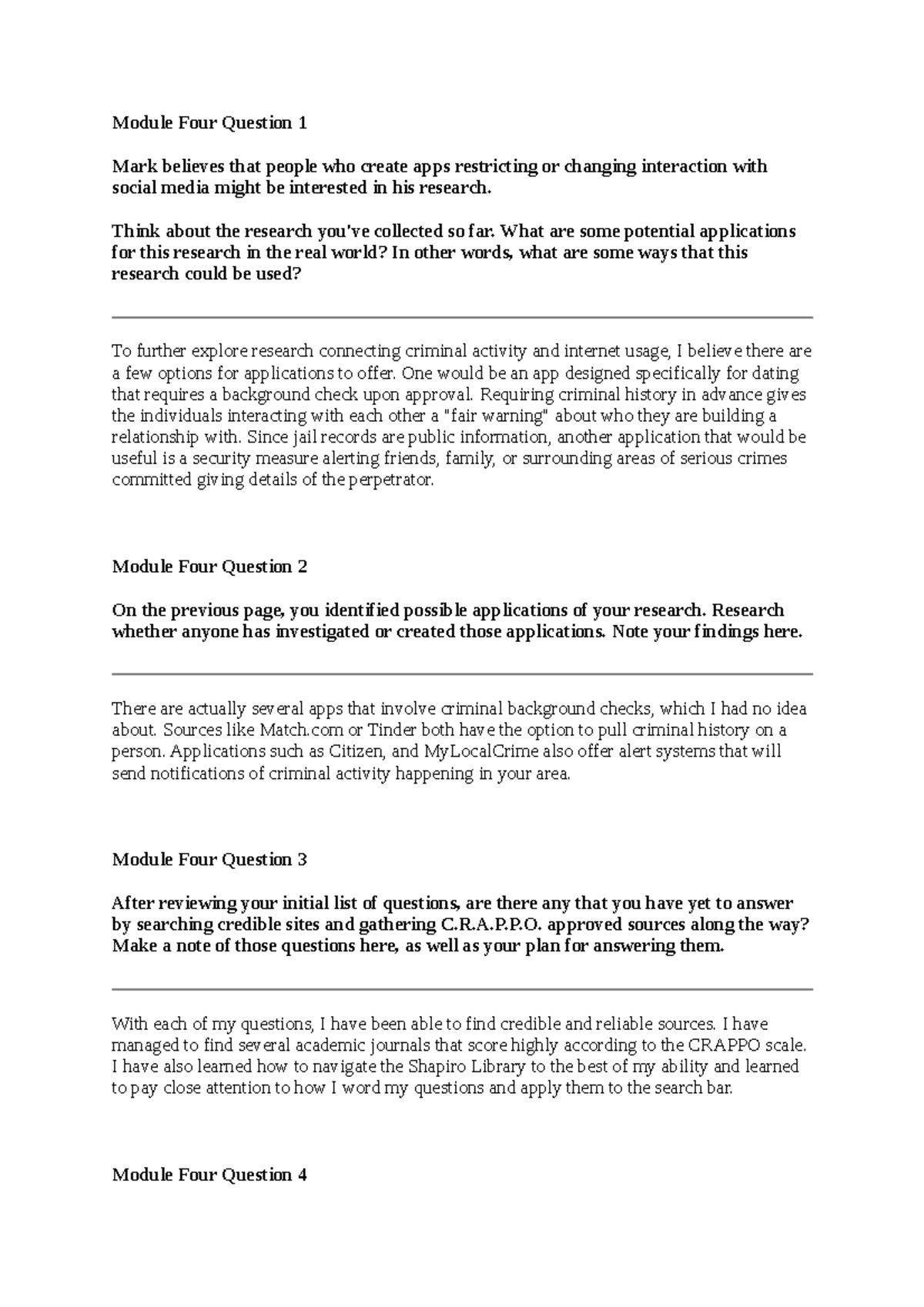 Module 4 short responses - Module Four Question 1 Mark believes that ...