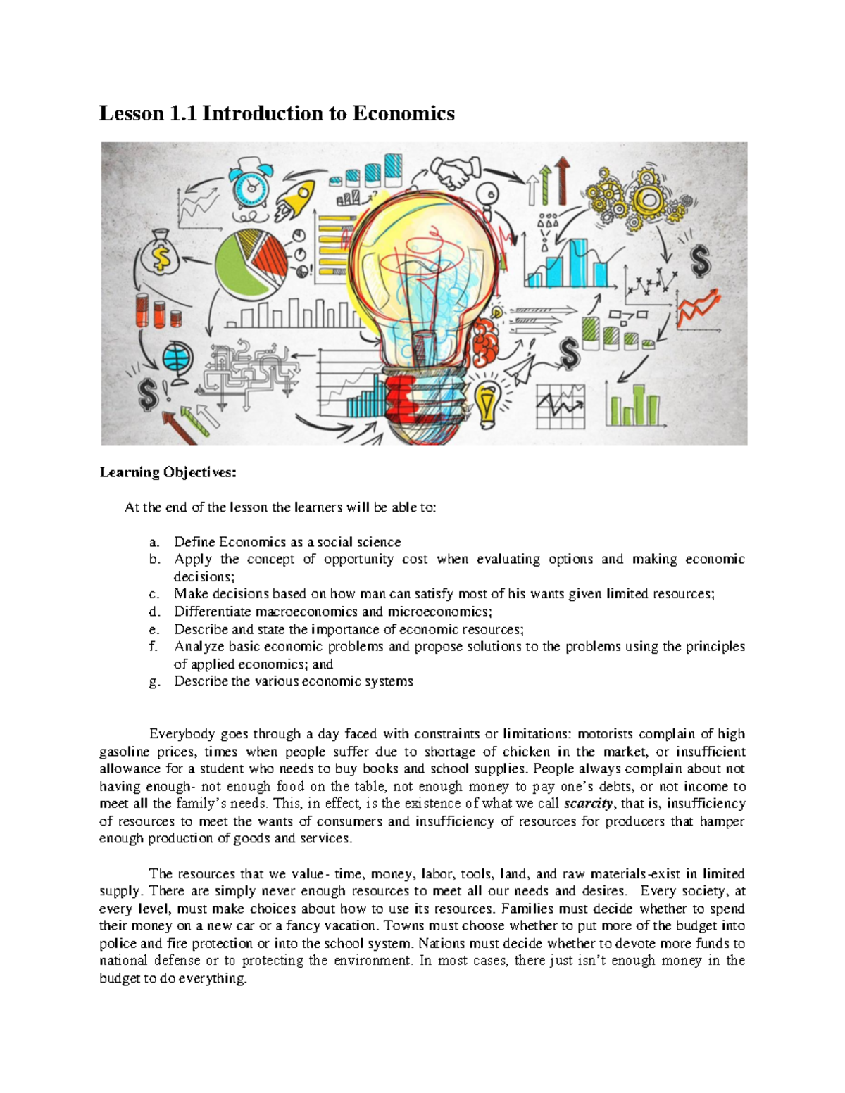 Week 001 Module Introduction to Economics - Lesson 1 Introduction to ...