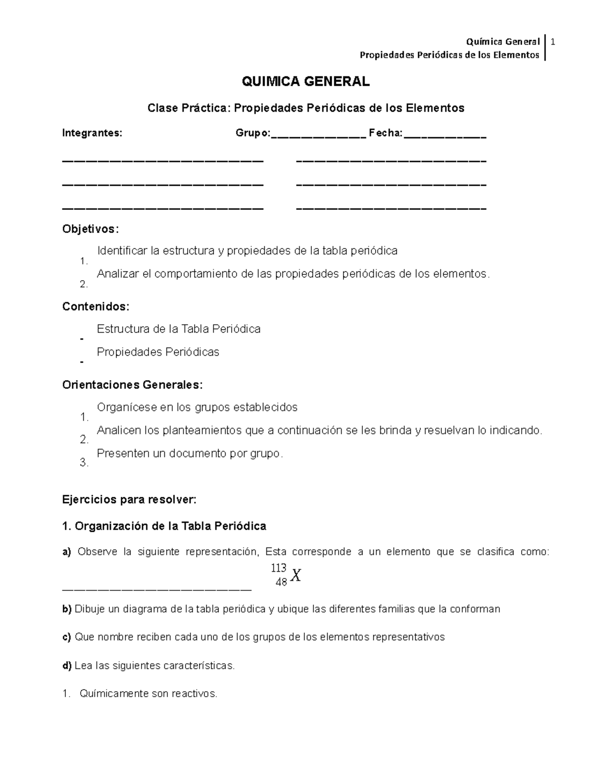 QG. CP. Prop. Periodicas de los Elementos - Propiedades Periódicas de ...