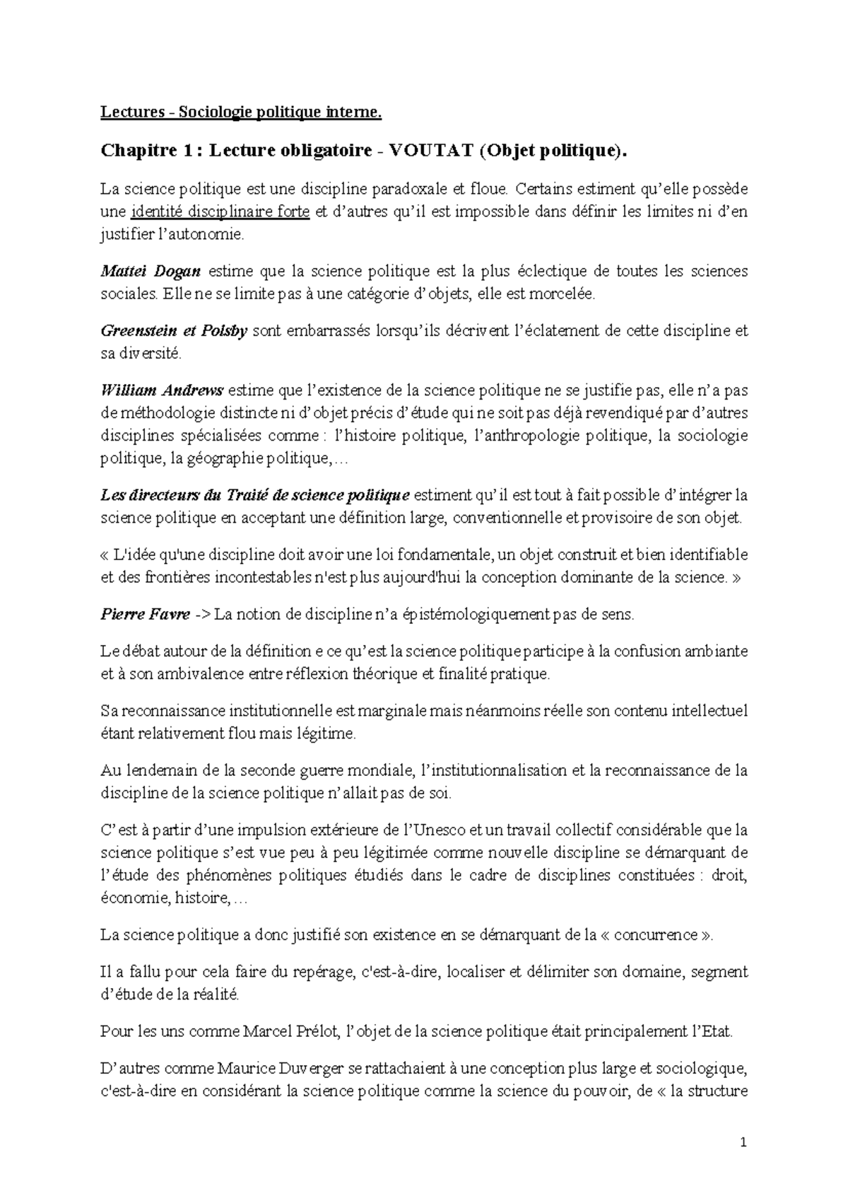 Sociologie politique interne lectures obligatoires - Lectures ...